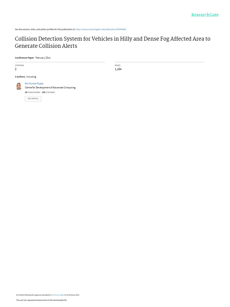 Collision Detection Systemfor Vehiclesin Hillyand Dense Fog | PDF ...