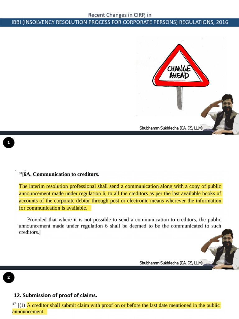 Updates on CIRP Regulations 2016 | PDF