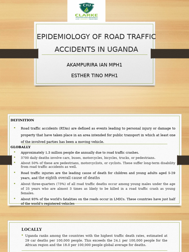 EPIDEMIOLOGY OF RTAs IAN AND ESTHER | PDF | Traffic Collision | Road ...