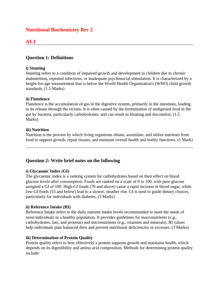 Nutritional Biochemistry Rev 2 | PDF | Glycemic Index | Nutrition