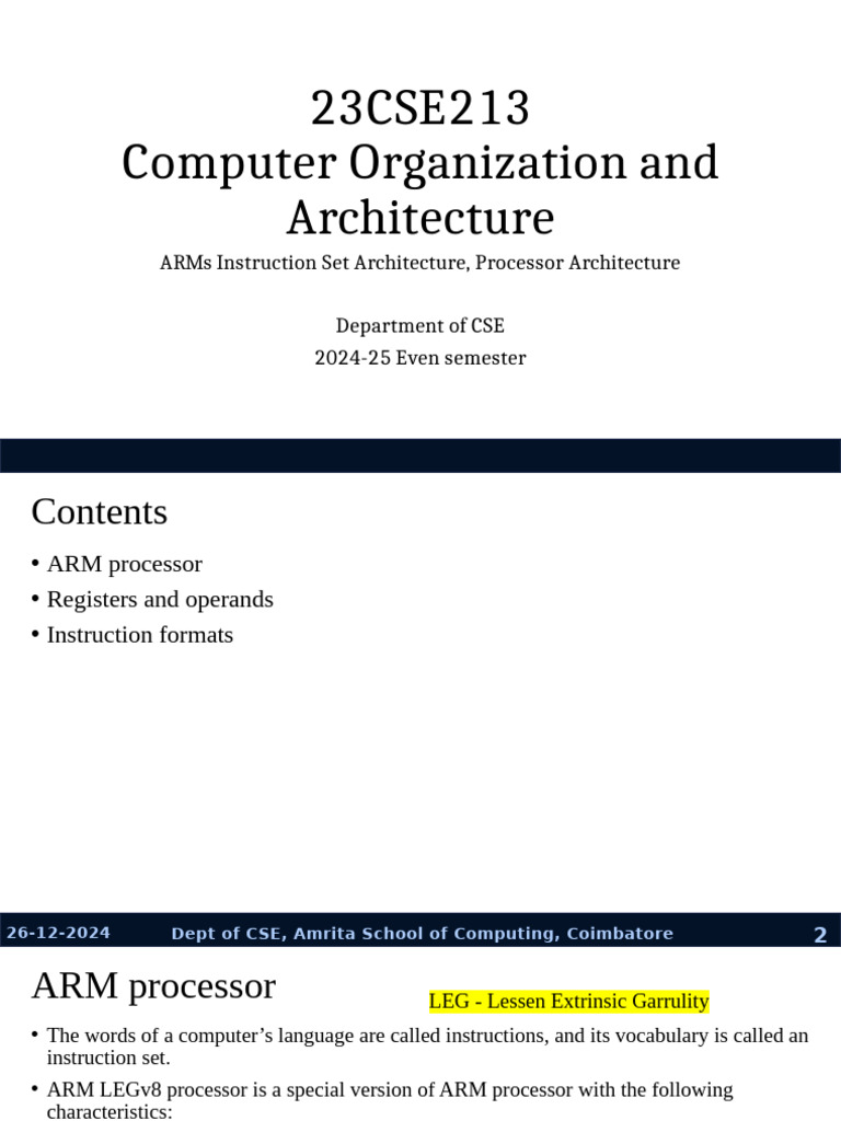 Lecture 4 - ARM Architecture | PDF | 64 Bit Computing | Central Processing Unit