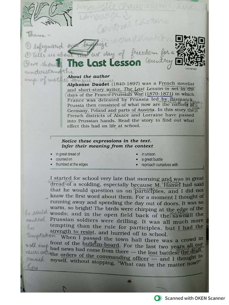 Chapter-1, The Last Lesson (Imp Pointers) | PDF
