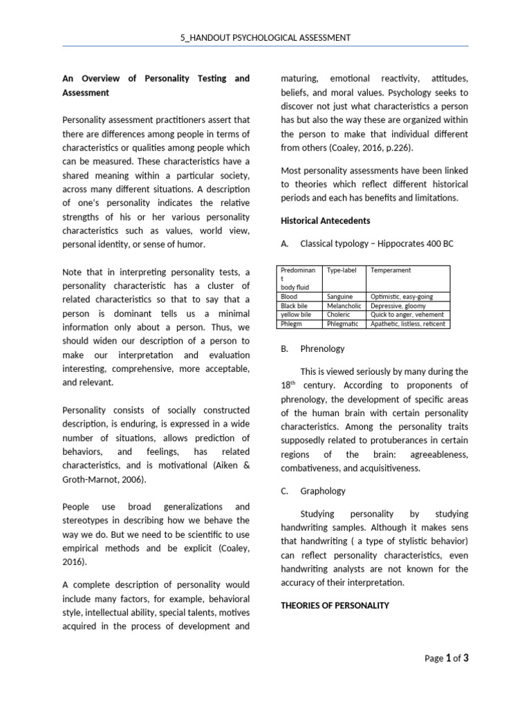 5 Handout Psyc-Assessment | PDF | Neuroscience | Cognition