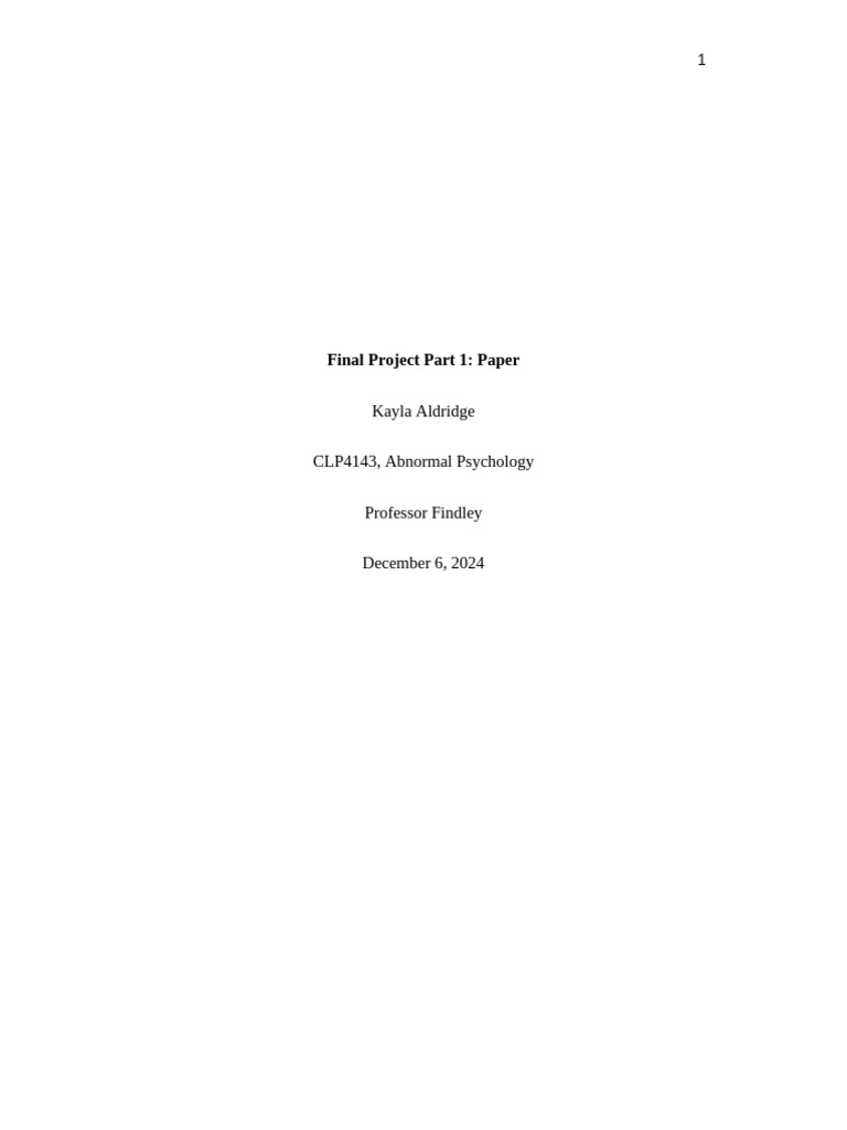 Final Project Part 1: Paper | PDF | Mental Disorder | Major Depressive Disorder