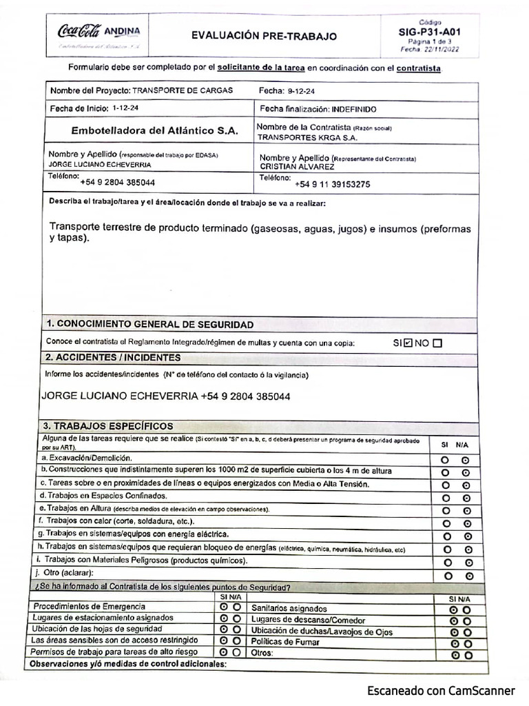 Evaluación Pre - Trabajo Krga | PDF