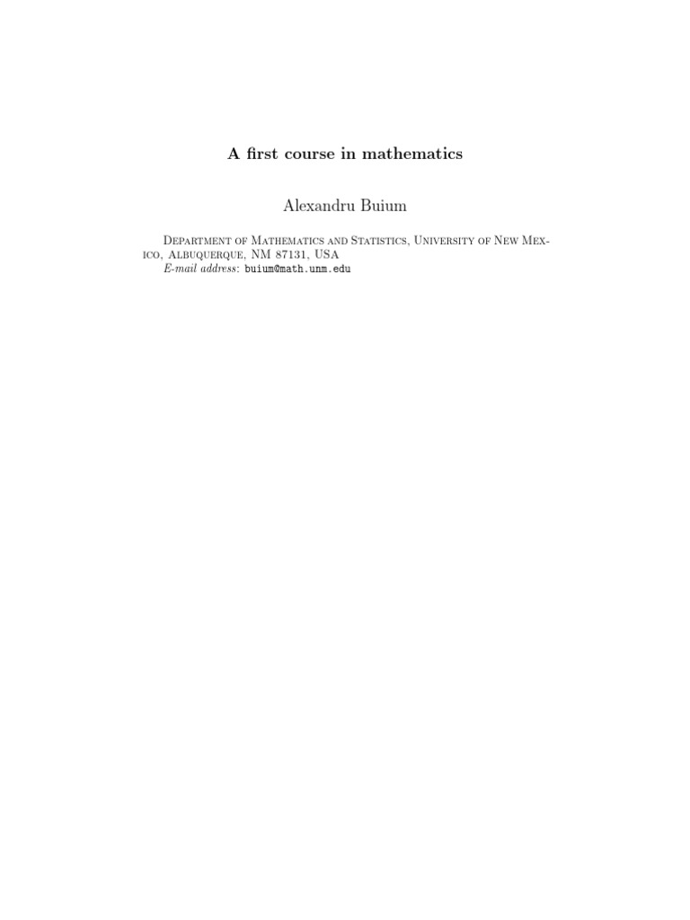 a First course in Mathematics Buim | PDF | Mathematics | Mathematical Logic