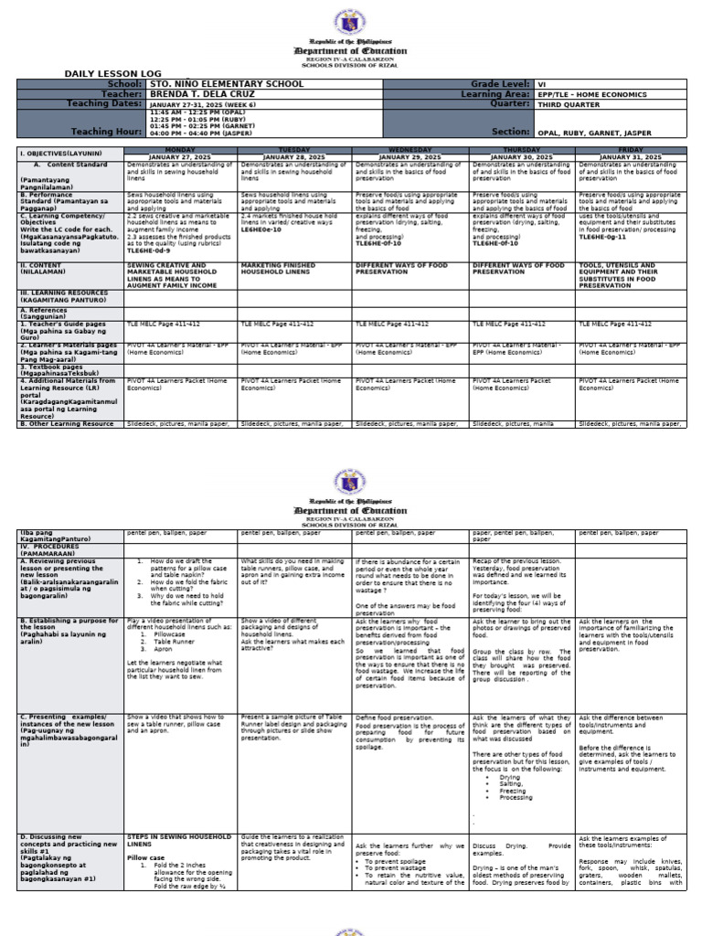 EPP_Q3-W6 | PDF | Food Preservation | Smoking (Cooking)