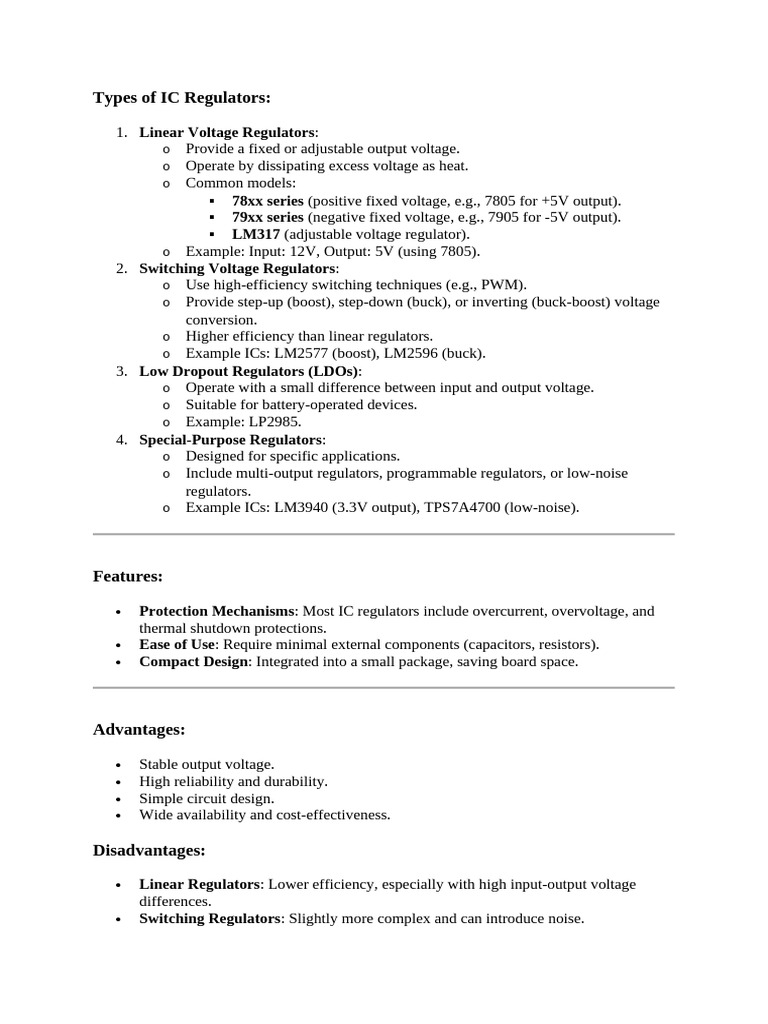 Types of IC Regulators | PDF