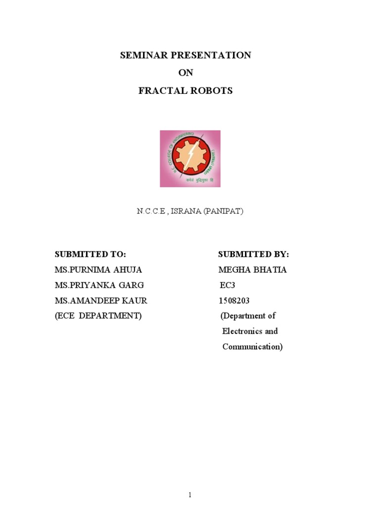 Fractal Robots Seminar Report | PDF | Robot | Robotics