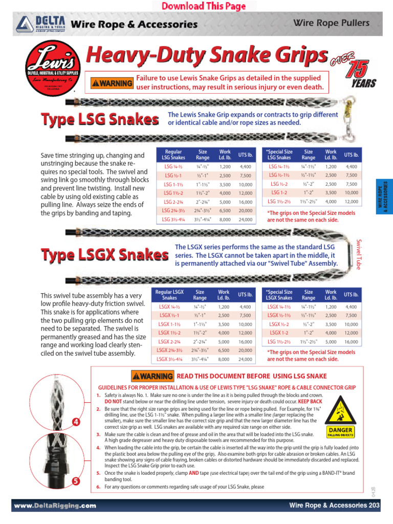 Snake Grip Catalog | PDF | Rope | Manufactured Goods