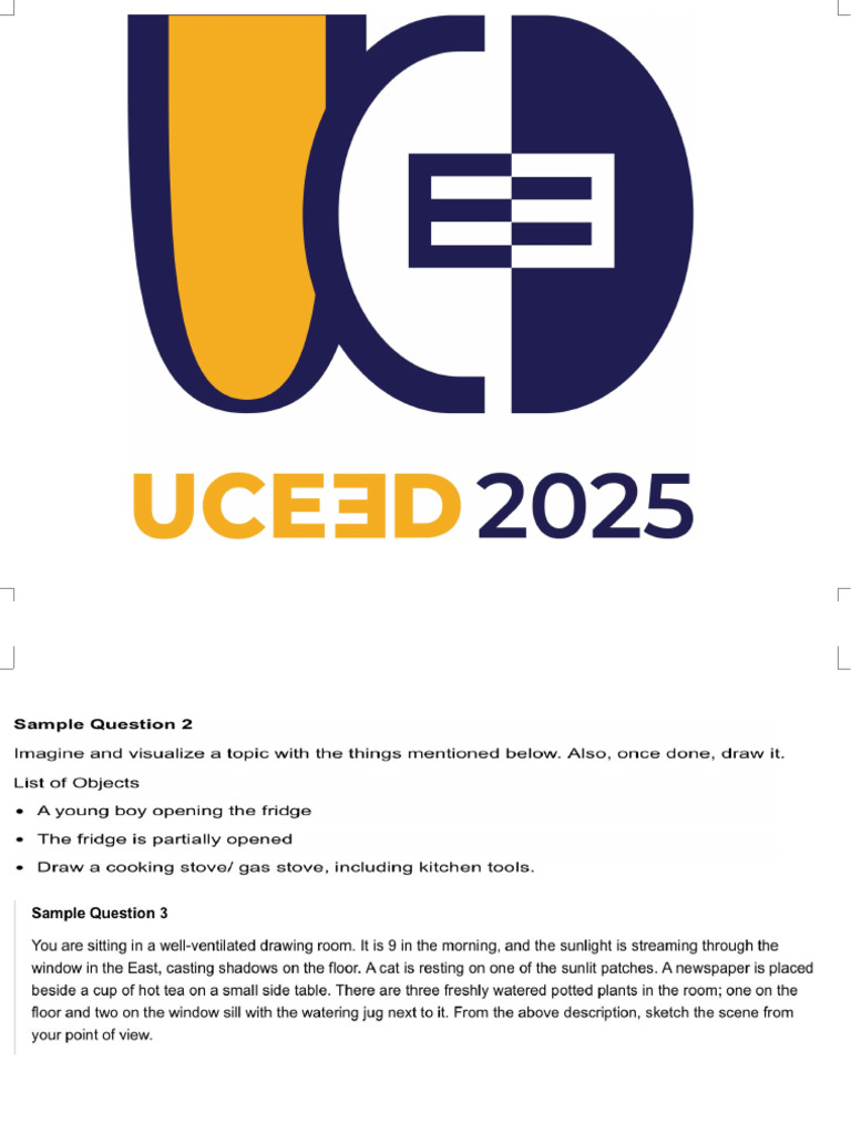 UCEED 2025 Drawing Practice Set by G.one Sir | PDF