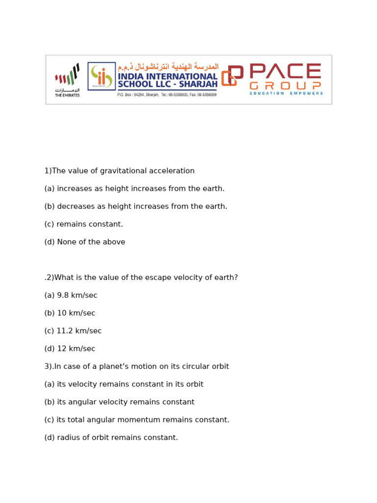 MCQS AND ASSERTION | PDF | Orbit | Elasticity (Physics)