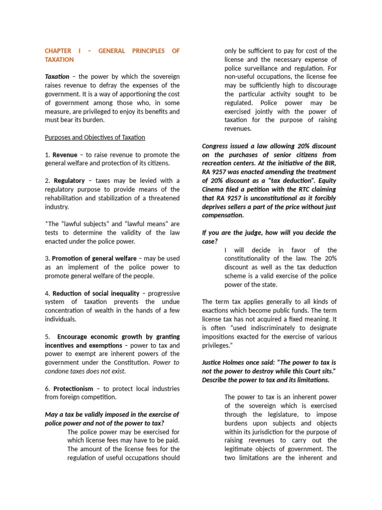 Tax Rev Midterm Reviewer (1) | PDF | Taxes | Double Taxation