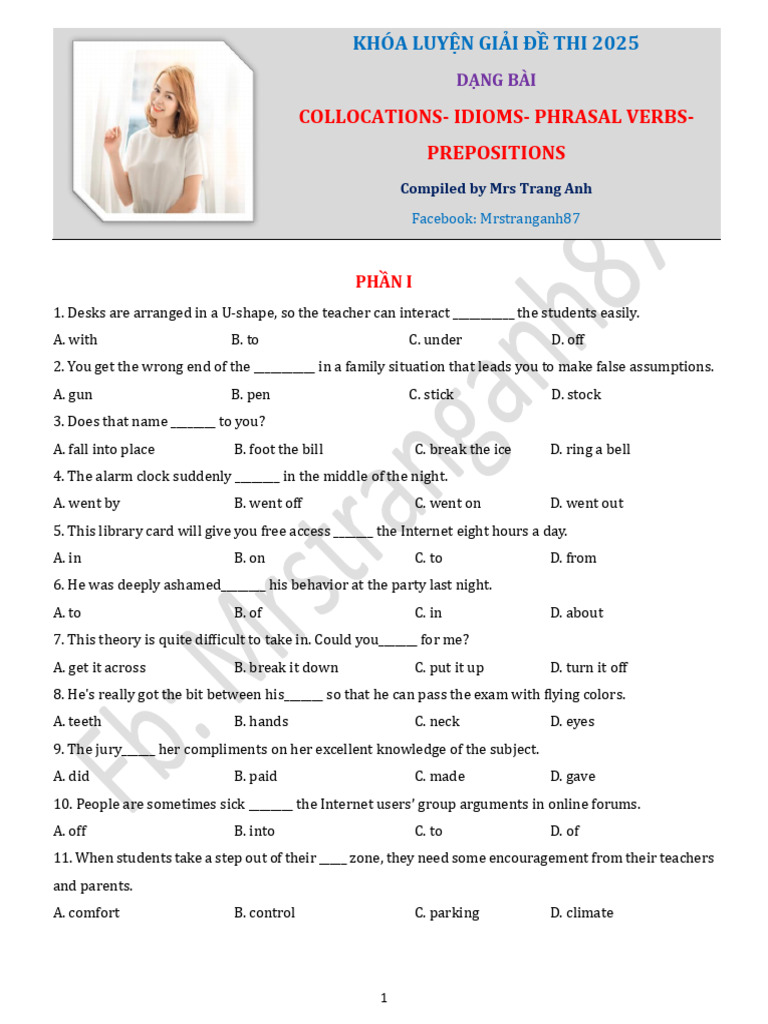 COLLOCATIONS- IDIOMS- PHRASAL VERBS- PREPOSITIONS | PDF