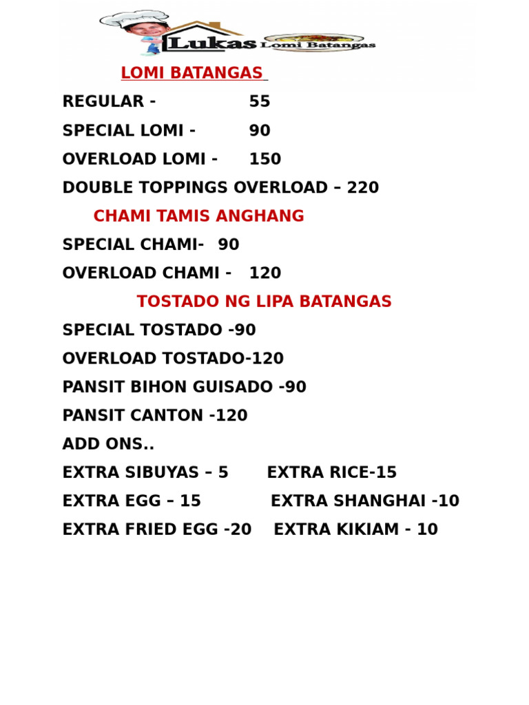 Lomi Batangas | PDF