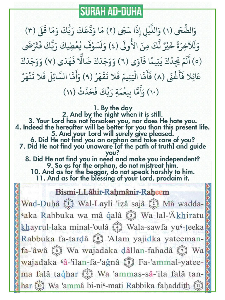 Surah Ad-Duha To Learn and Recite | PDF