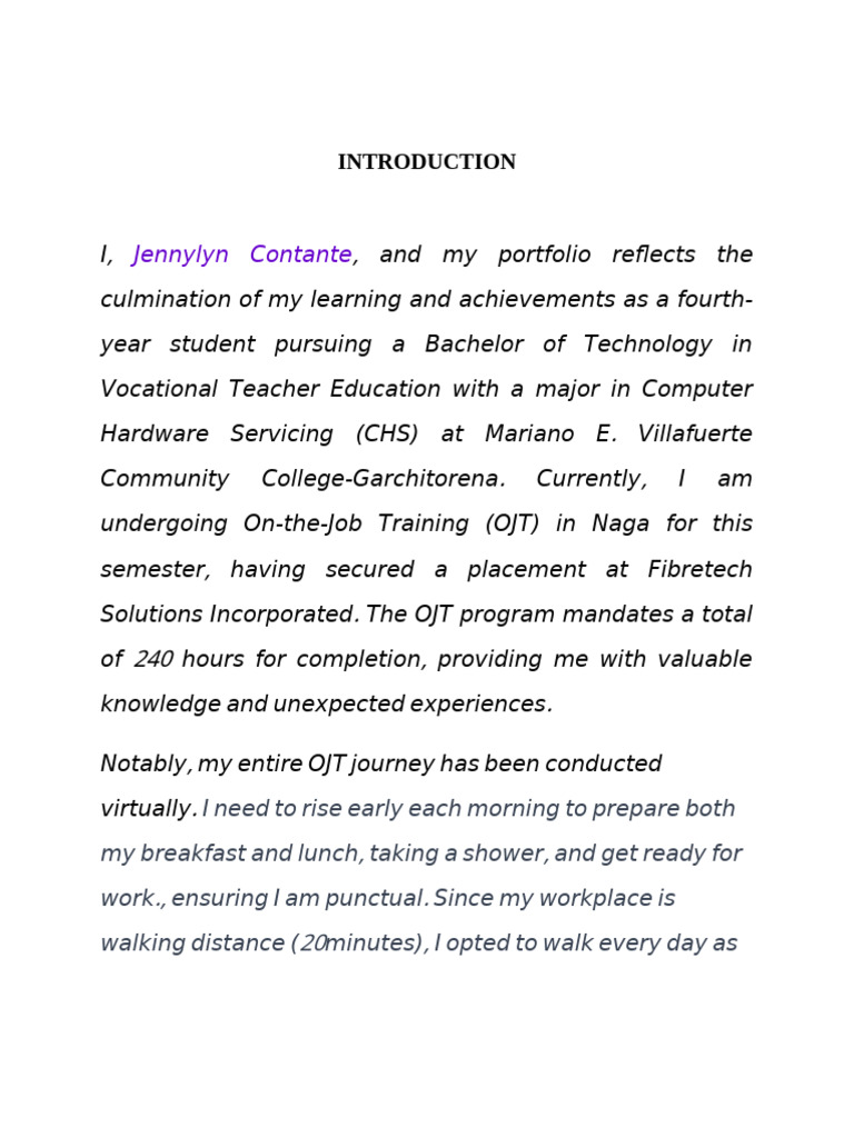 OJT Experience in Computer Hardware Education | PDF