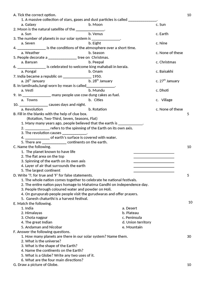 class 3 sst | PDF | Earth | Planets