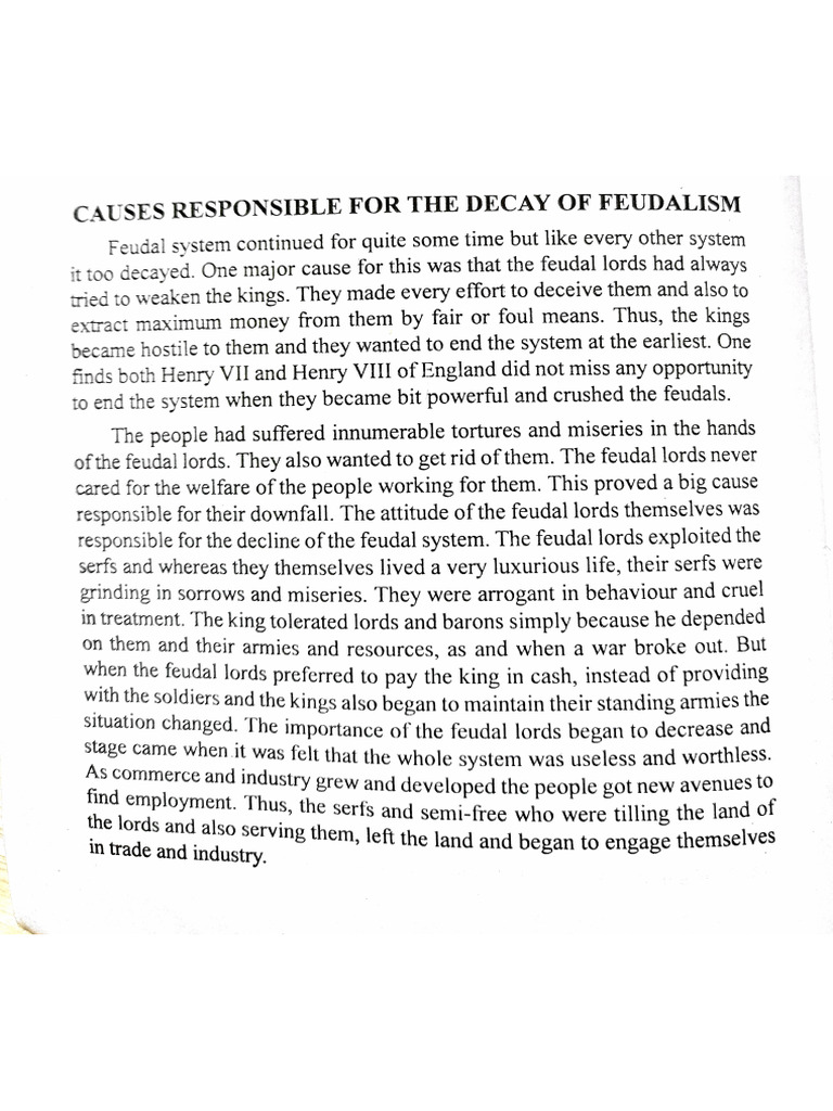 Causes of Decline of Feudalism | PDF