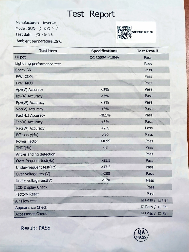 Deye Inverter Test Report 3KW | PDF