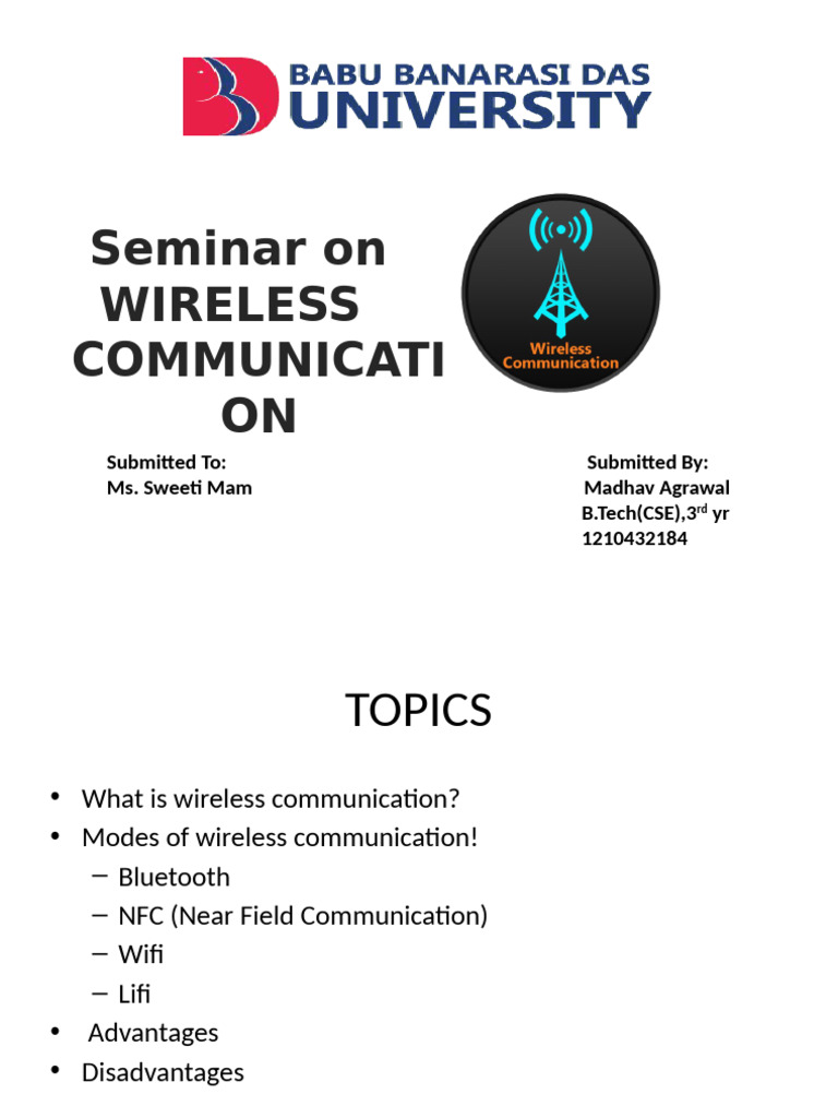 Wireless Communication Seminar | PDF | Wi Fi | Wireless