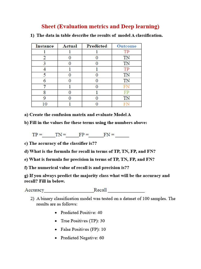 Evaluation Metrics & Deep Learning | PDF | Deep Learning | Accuracy And ...