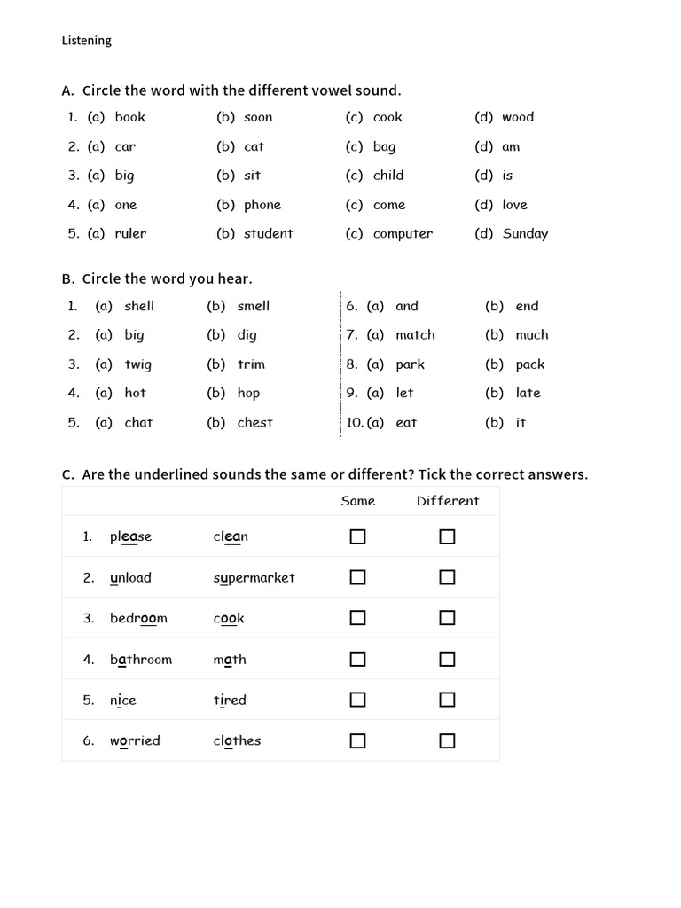 Basic English Worksheet - Pronunciation Practcing | PDF