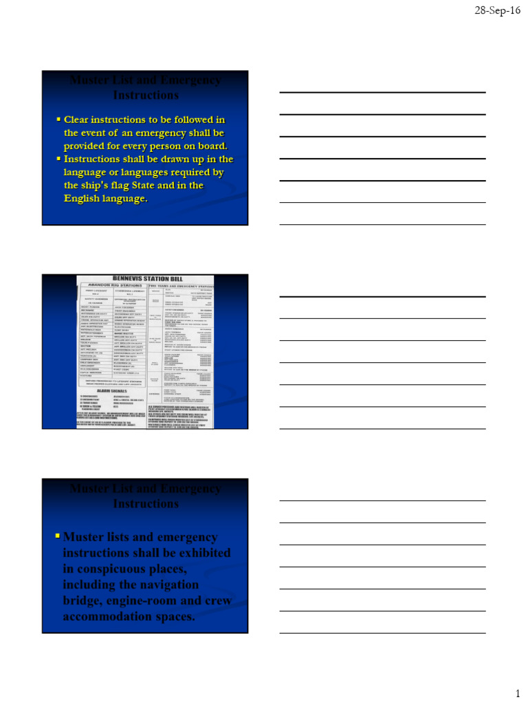 Muster List and Emergency Instructions | PDF | Watercraft | Shipping