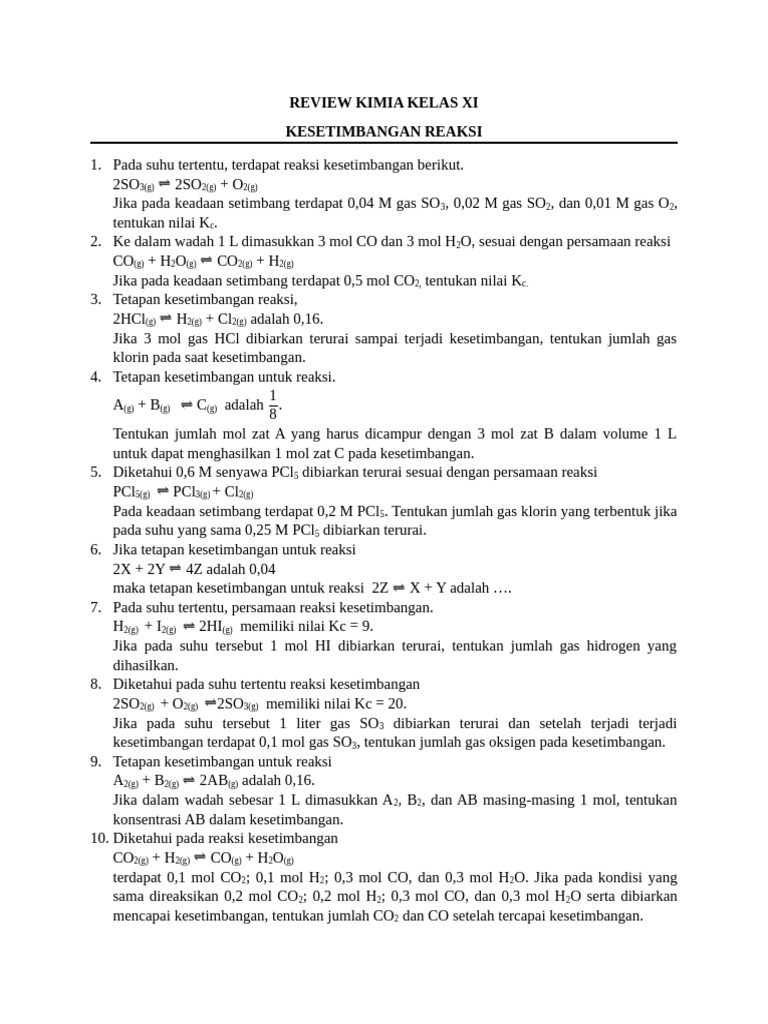 Review Kimia Kelas Xi | PDF