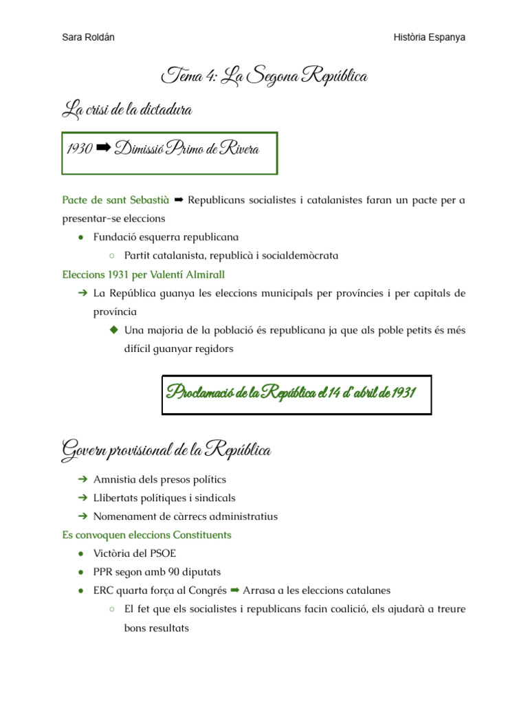 Tema 4 - La Segona República | PDF