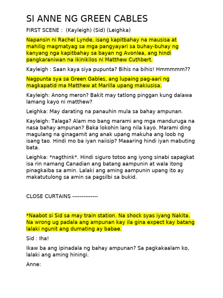 Filipino Si Anne Script Final | PDF