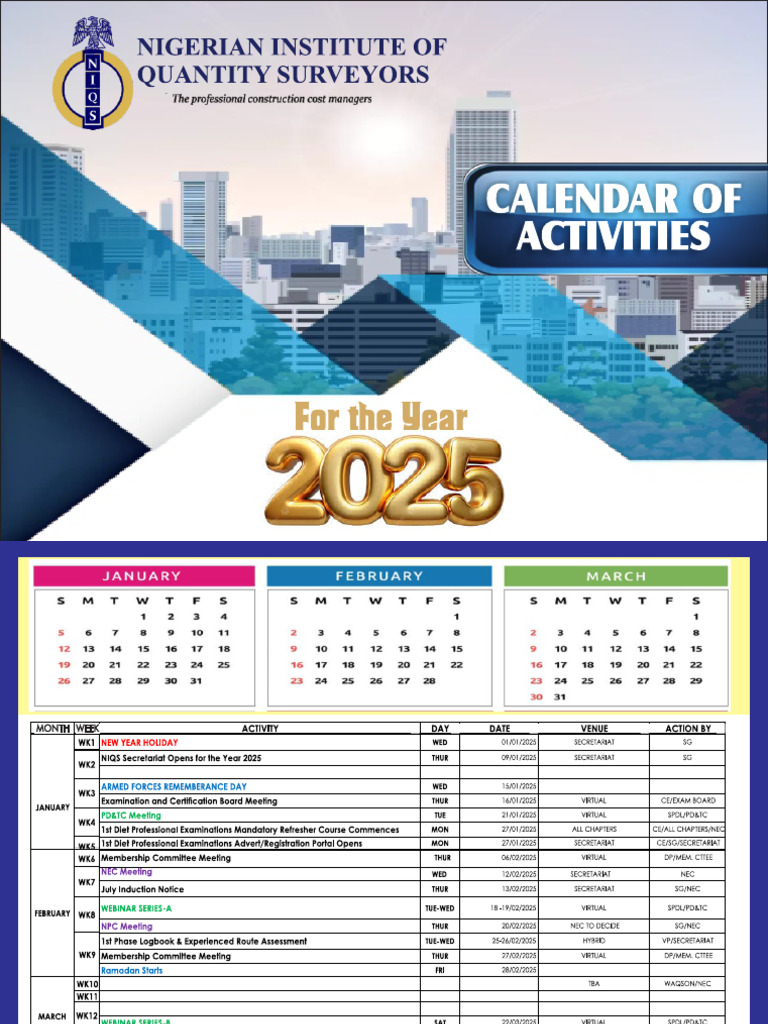 Niqs Program of Activities For 2025 | PDF