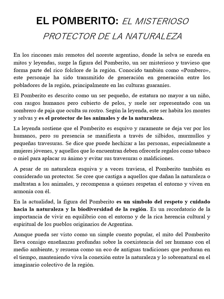 Pomberito: Guardián de la Naturaleza | PDF