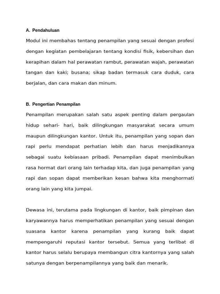 Panduan Penampilan Profesional yang Baik | PDF