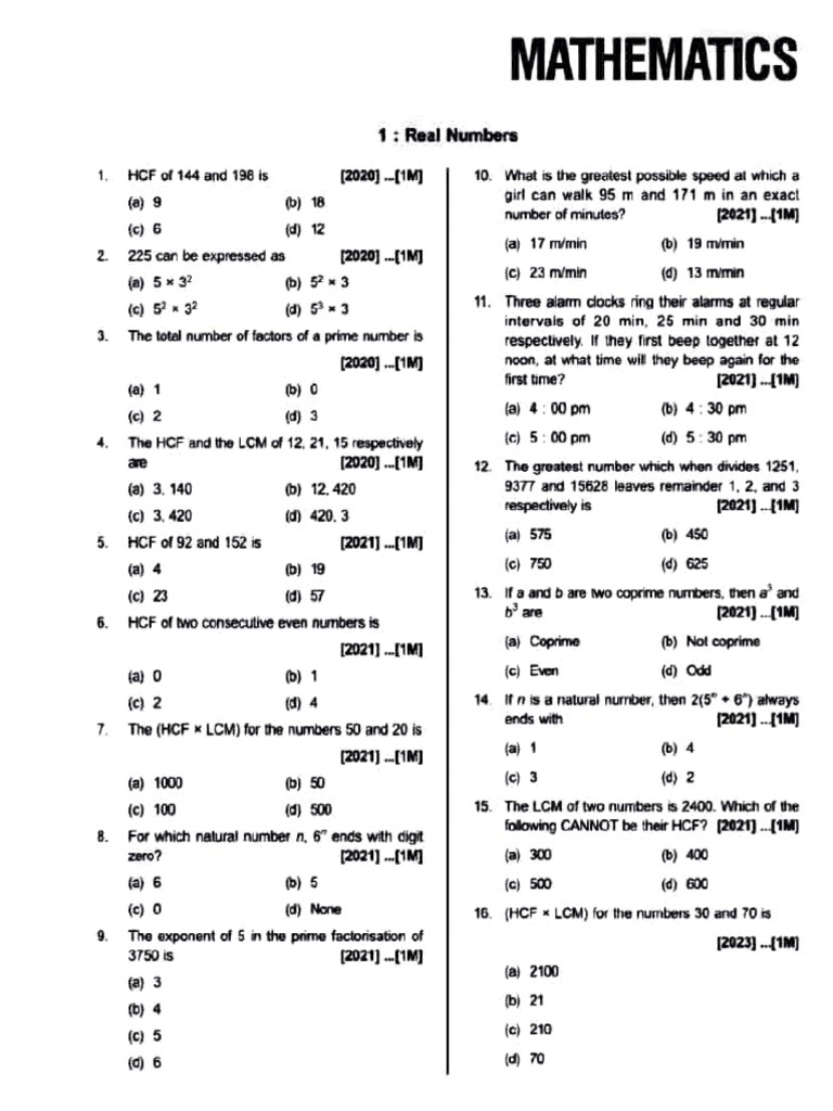 HCF and LCM Mathematics Problems | PDF | Numbers | Abstract Algebra