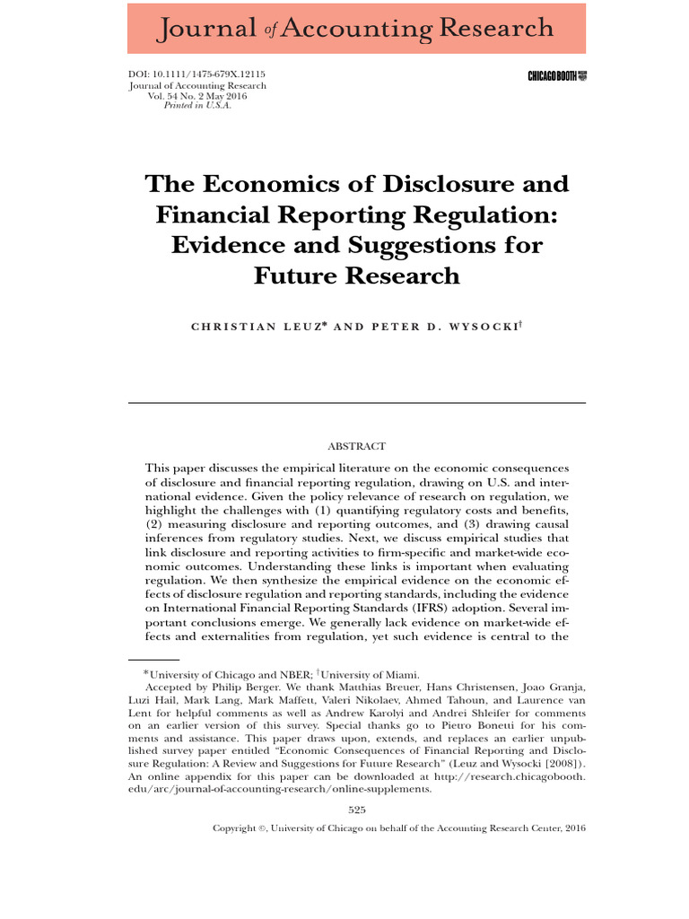The Economics of Disclosure andFinancial Reporting RegulationEvidence ...