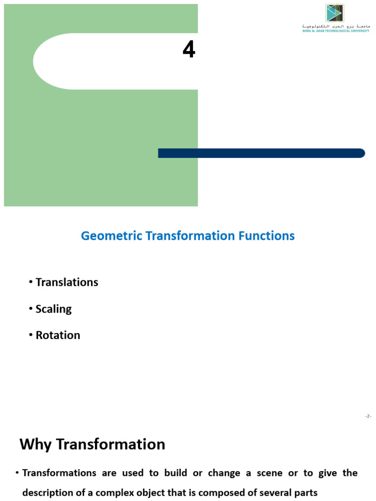 Lecture 4 - Transformations | PDF | 2 D Computer Graphics | Rotation