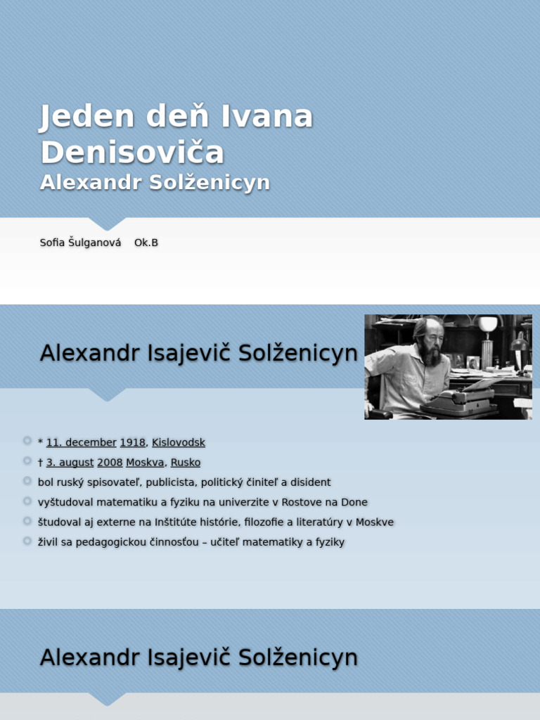 Jeden Den Ivana Denisovica - PPTX Sofi | PDF