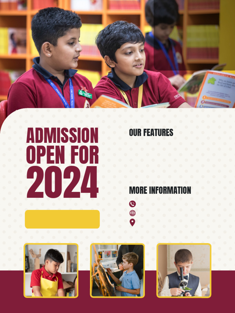 Maroon Yellow Minimalist School Admission Poster | PDF