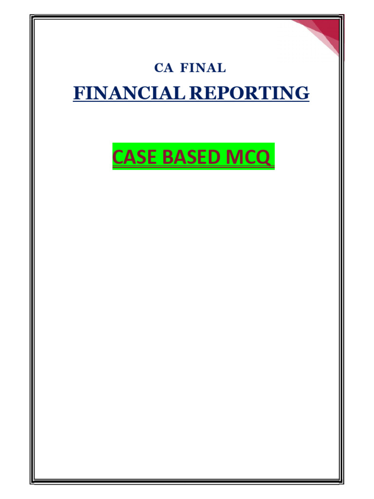 Revised Icai Case Based MCQ | PDF | Equity (Finance) | Tax Deduction