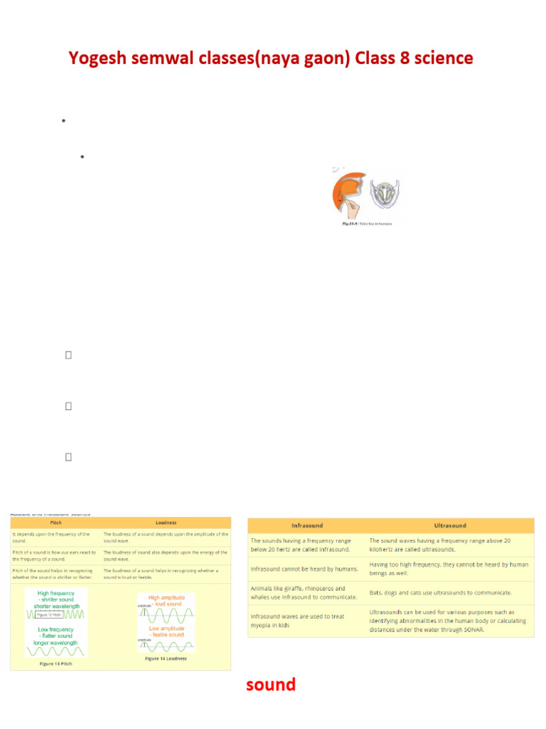 Sound Concepts for Class 8 Science | PDF