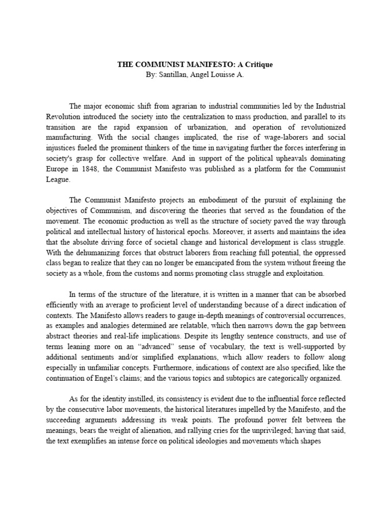 Critique Papers (Marx, Weber, Durkheim) | PDF | Communism | Division Of ...