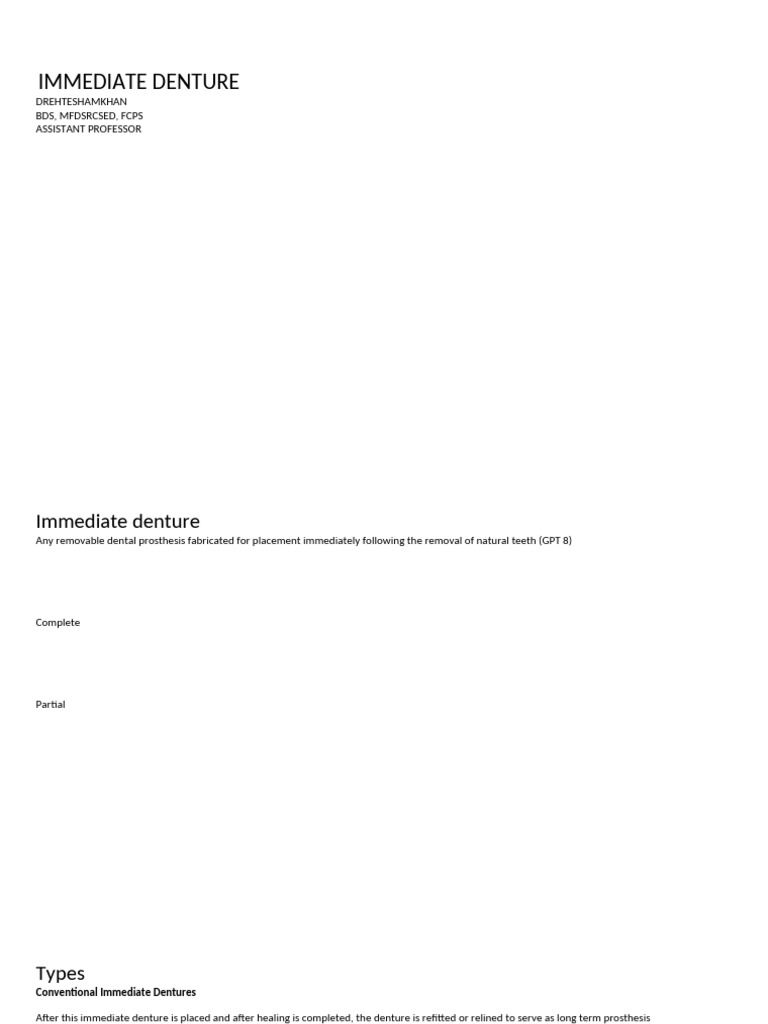 18 IMMEDIATE DENTURE | PDF | Dentures | Dentistry Branches