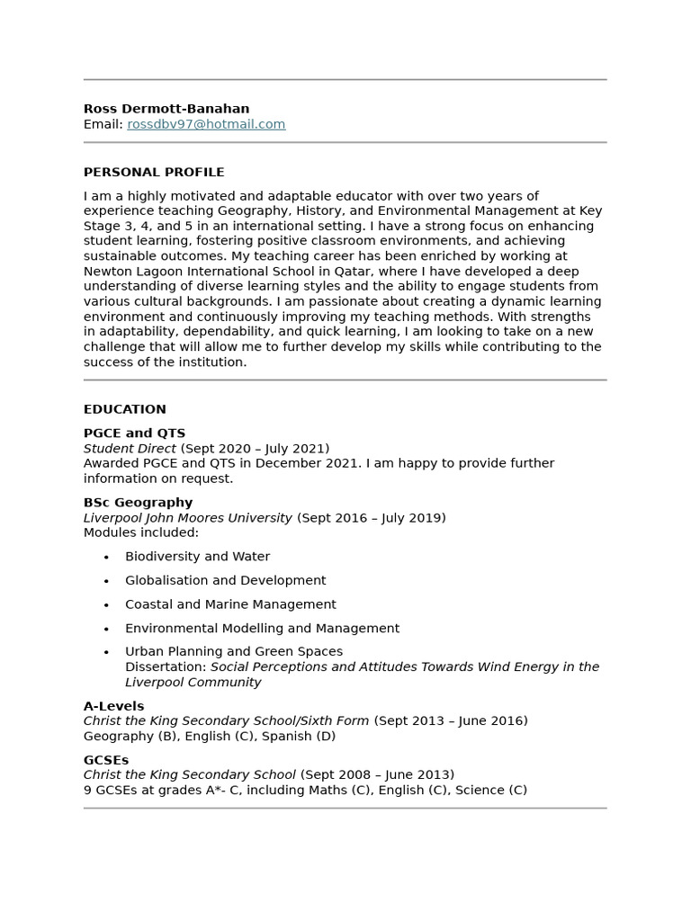 RDB CV | PDF | Teachers | Teaching Method