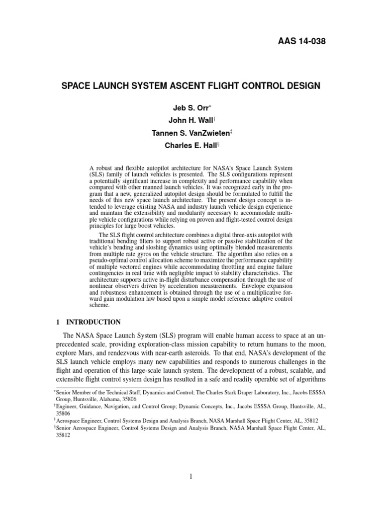 Jeb Orr Sls Control | PDF | Space Launch System | Control Theory