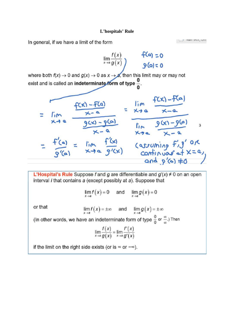 Understanding L'Hospital's Rule | PDF
