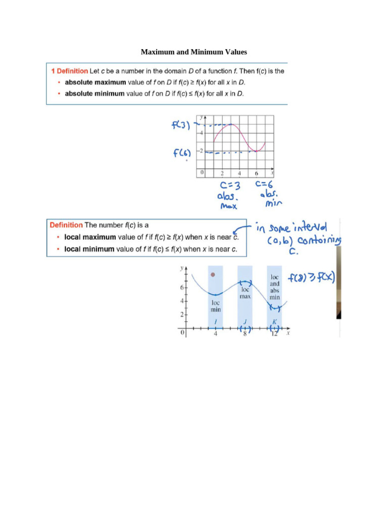 Calculus: Max/Min Value Analysis | PDF