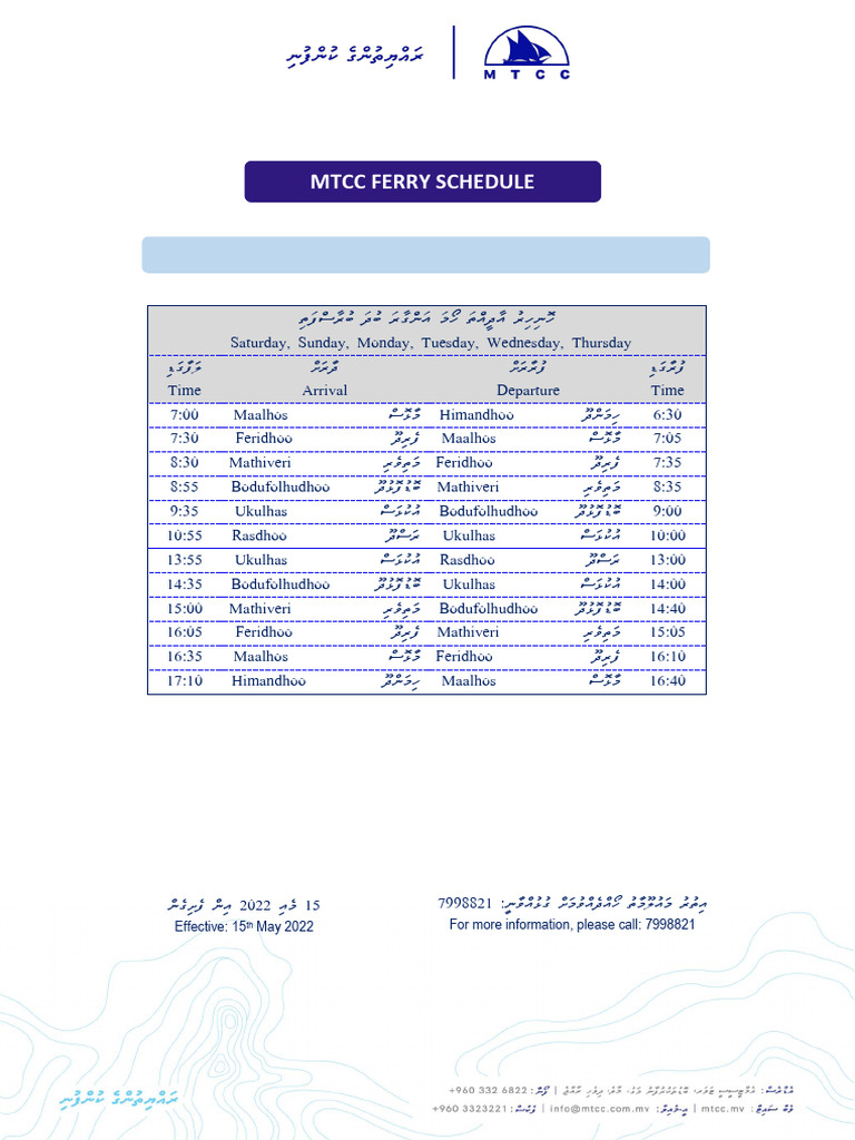 CTN Ferry Schedule Effective 15.05.2022 K.and Aa. Adh.V | PDF