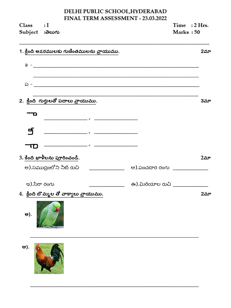 Grade 1 Final Paper Q | PDF