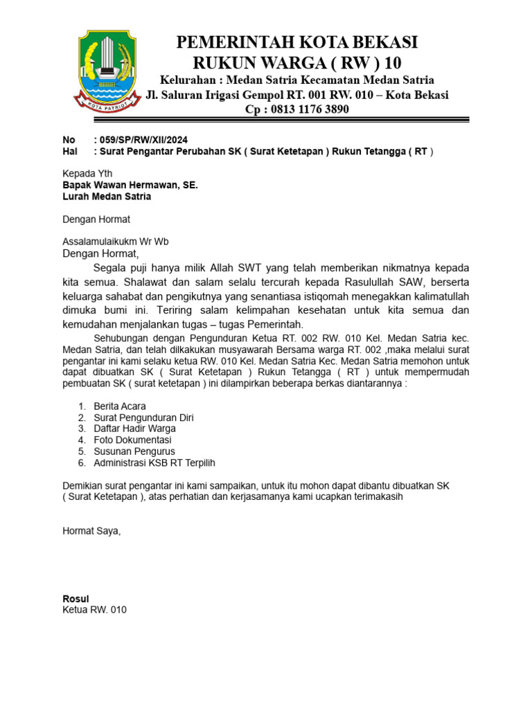 Surat Pengantar SK | PDF